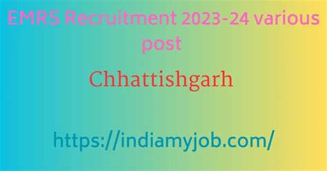 Emrs Recruitment 2023 24 Various Post