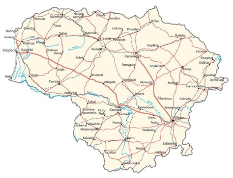 Map Of Lithuania Cities And Roads GIS Geography