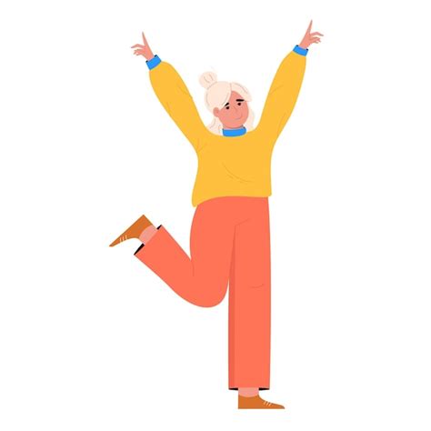 Premium Vector Cute Dancing Woman With Raised Hands International