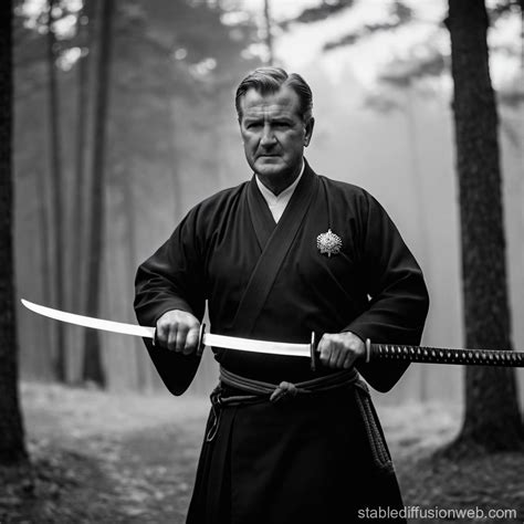 Governor Miklos Horthy With Katana In Monochrome Stable Diffusion Online