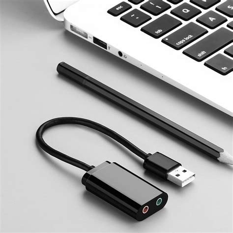 Adaptor Audio Extern Usb Mini Jack 3 5 Mm Mic Si Portabil Plug And Play Port Usb Negru