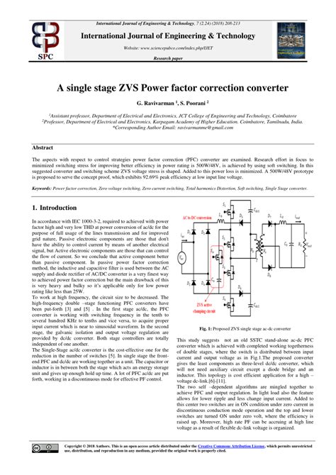 Pdf A Single Stage Zvs Power Factor Correction Converter
