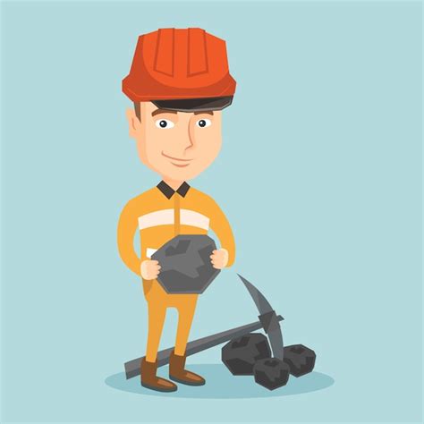 Premium Vector Miner Holding Coal In Hands Vector Illustration