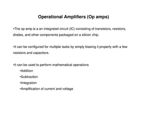 Operational Amplifiers Laboratory Work Ee 100 Docsity