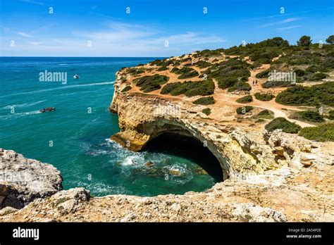 Seascape Of The Cliffs Overlooking The Atlantic Ocean Above The Benagil