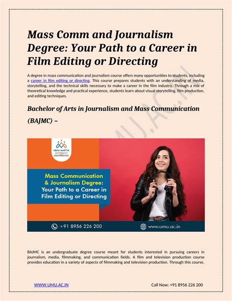 Ppt Mass Comm And Journalism Degree Your Path To A Career In Film