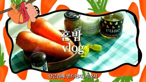 혼밥 브이로그 남편 출장 간 사이에 당근이랑 떡이랑 당근라페 샌드위치 떡꼬치 Youtube