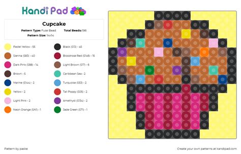 Cupcake Fuse Bead Pattern Kandi Pad Kandi Patterns Fuse Bead