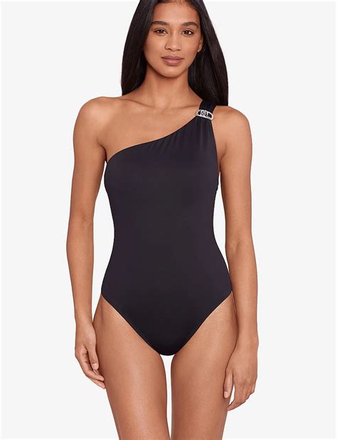 Lauren Ralph Lauren Swimwear Lrl Luxury Black One Shoulder Swims