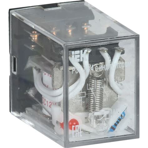 Реле IEK РЭК78/4 MY4 с индикацией 3А 12В DC RRP20-4-03-012D-LED ...
