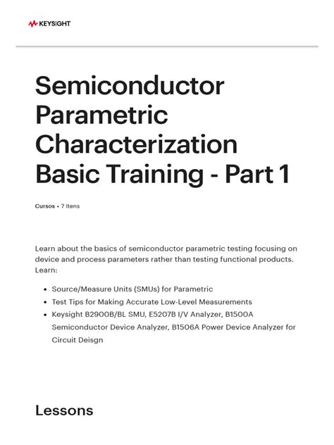 Course Semiconductor Parametric Characterization Basic Training Part 1 Keysight Pdf