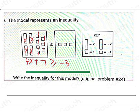 solved the model represents an inequality key ≥ x x 1 1 write