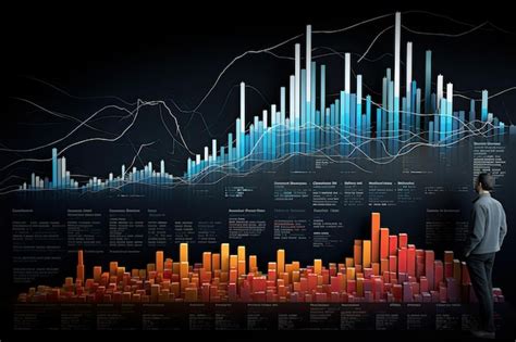 Colorful D Bar Graph And Line Data Visualization With Various Height