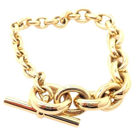 Hermes Crescendo Heavy Link Toggle Yellow Gold Bracelet At 1stdibs