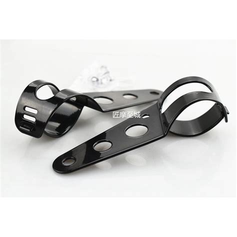 Partol 31 51mm Motorcycle Motorbike Headlight Mounting Bracket Black Silver Head Lamp Holder