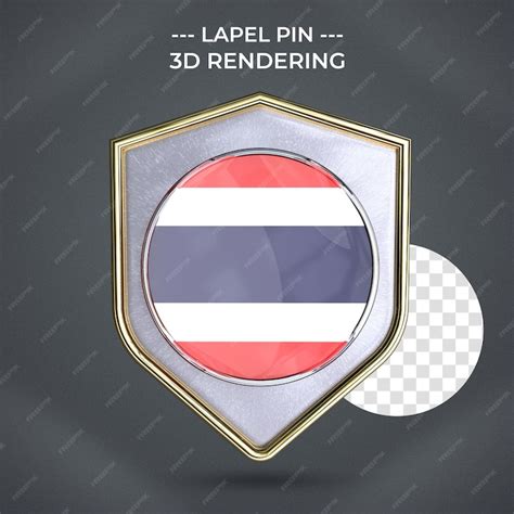 Premium Psd Realistic Lapel Pin With Thailand Flag 3d Rendering