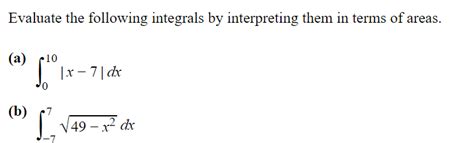Solved Evaluate The Following Integrals By Interpreting Them