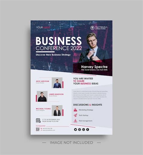 비즈니스 회의 개념 포스터 템플릿 프리미엄 벡터