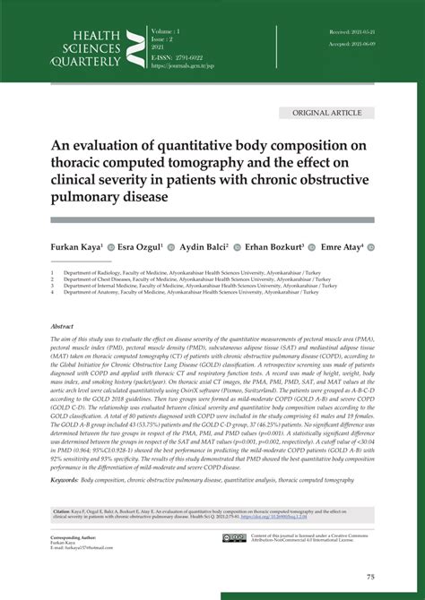 Pdf An Evaluation Of Quantitative Body Composition On Thoracic Computed Tomography And The