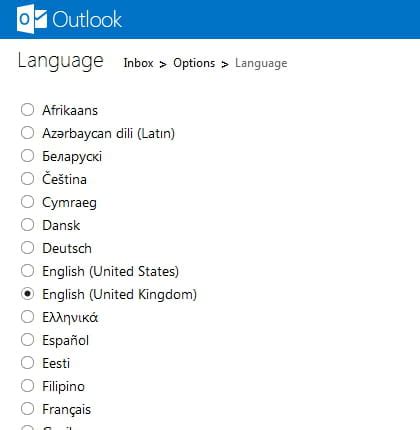 Change Language Settings On Outlook