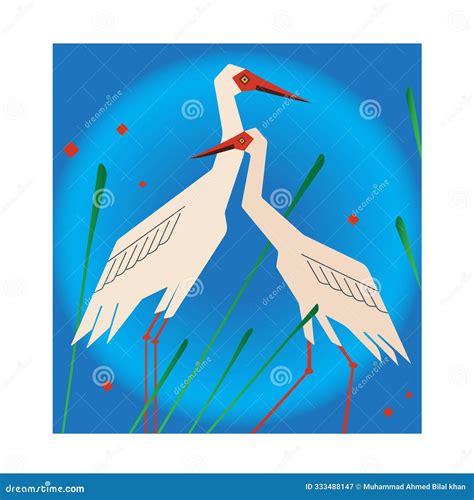 Migratory Bird Of India Siberian Crane Vector Illustration Bird Stock