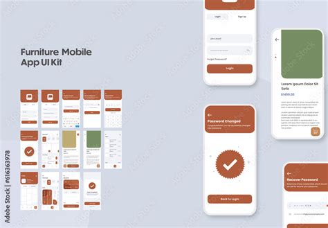 Furniture Mobile App Ui Kit With Multiple Screens As Log In Create