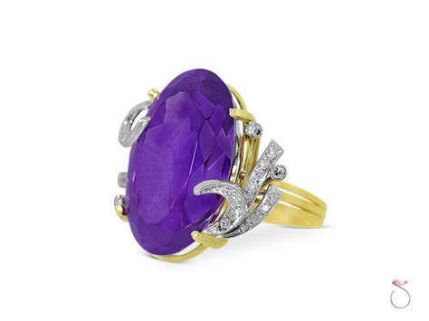 Victorian 25 Ct Oval Amethyst Ring Solitaire Jewelers Solitaire