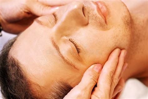 Man Gets Cream Massage On Face Stock Image Image Of Wellness Facial