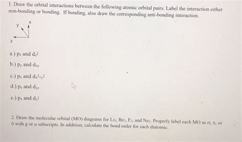 Solved Draw The Orbital Interactions Between The Chegg