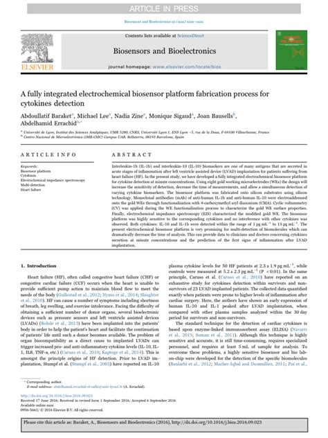 A Fully Integrated Electrochemical Biosensor Platform Fabrication