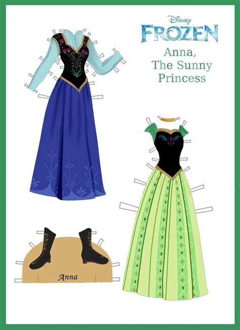 Disneys Frozen Paper Dolls Annas Outfits By Evelynmckay Frozen Paper Dolls Disney Paper