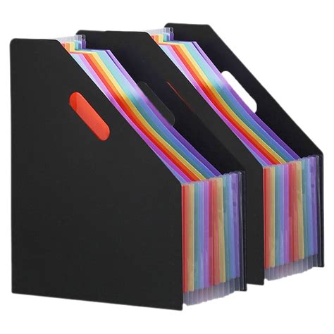 Cylindsome 2pcs Plastic Accordion Folder Accordion File Organizer Colorful Accordion Folder