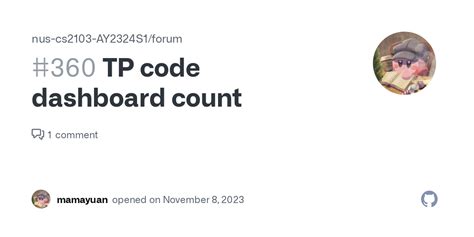 Tp Code Dashboard Count · Issue 360 · Nus Cs2103 Ay2324s1forum · Github