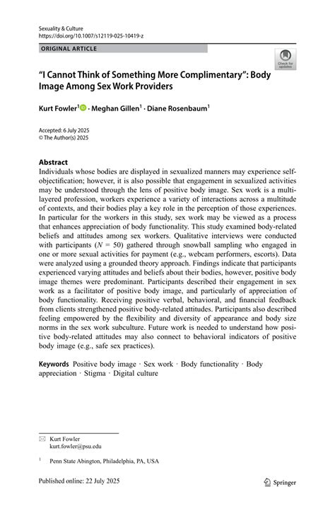 Pdf “i Cannot Think Of Something More Complimentary” Body Image