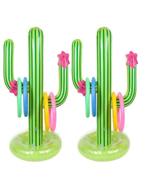 Inflatable Cactus Ring Toss Game Set Target Toss Floating Swimming Ring