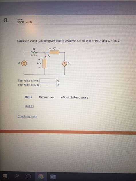 solved calculate v and i x in the given circuit assume a