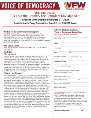 Fillable Online Chs Stjohns K12 Fl Scholarships Voice Of Democracy
