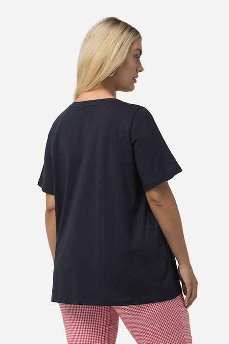 Lace Up Short Sleeve Tee Marine Ulla Popken
