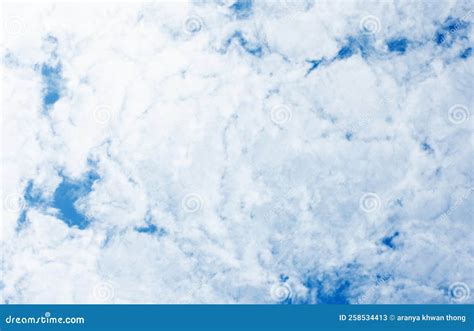 Blue Sky Scenery With White Fluffy Clouds For The Background Stock Image Image Of Nature