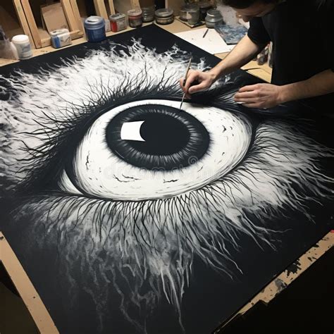 Hyperrealistic Fauna Captivating Eye Artwork In White And Charcoal