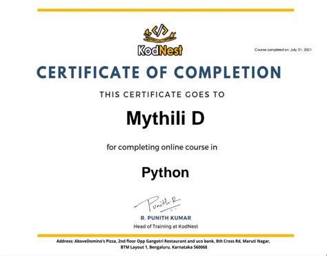 Mythili D On Linkedin Coursecompletion Pythonprogramming