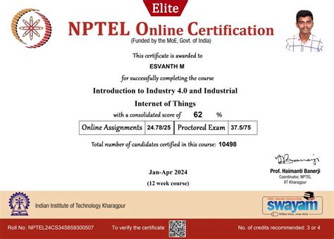 Esvanth M On Linkedin Im Thrilled To Announce The Completion Of My Nptel Certification On