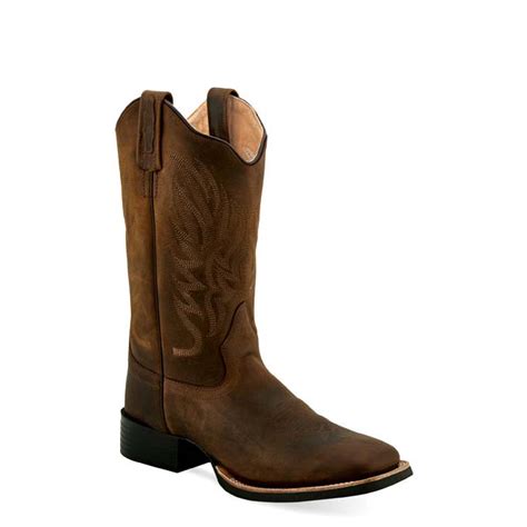 Pungo Ridge Old West Ladies Broad Square Toe Boots Brown Old West