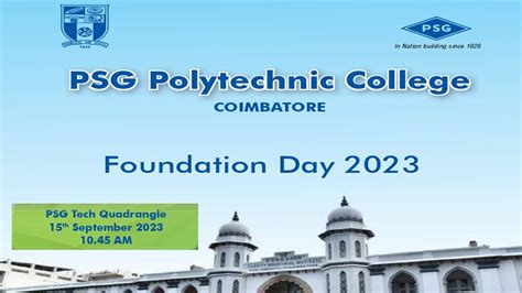 Psg Polytechnic College Foundation Day Youtube