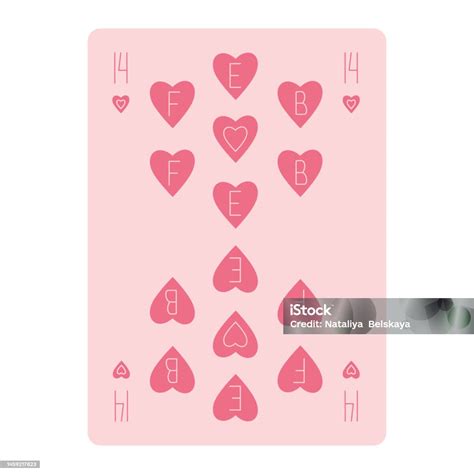발렌타인 데이를 위한 카드 놀이 디자인 숫자 14 하트 및 레터링 Feb는 트렌디한 핑크 색조로 로맨스에 대한 스톡 벡터 아트
