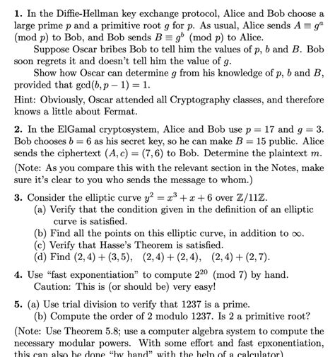Solved In The Diffie Hellman Key Exchange Protocol Alice Chegg