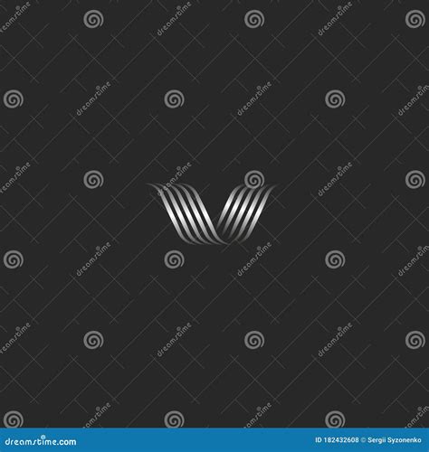 Ornamental Letter V Logo Monogram Overlapping Thin Curved Lines Wave