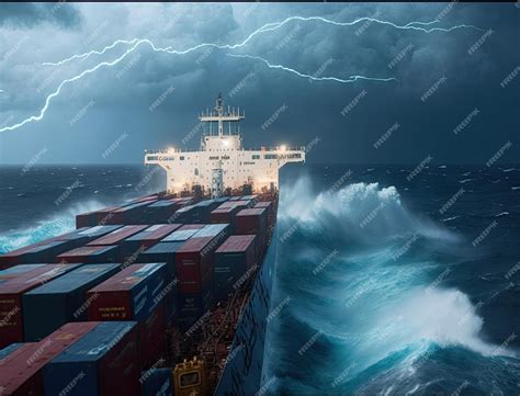 Premium Photo Cargo Ship With Containers On Deck In Storm Sea And