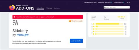 Downloading Addon Error Rfirefox