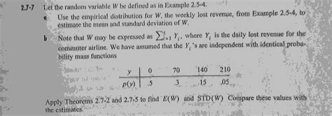 Solved F Let The Random Variable W Be Defined As In Example